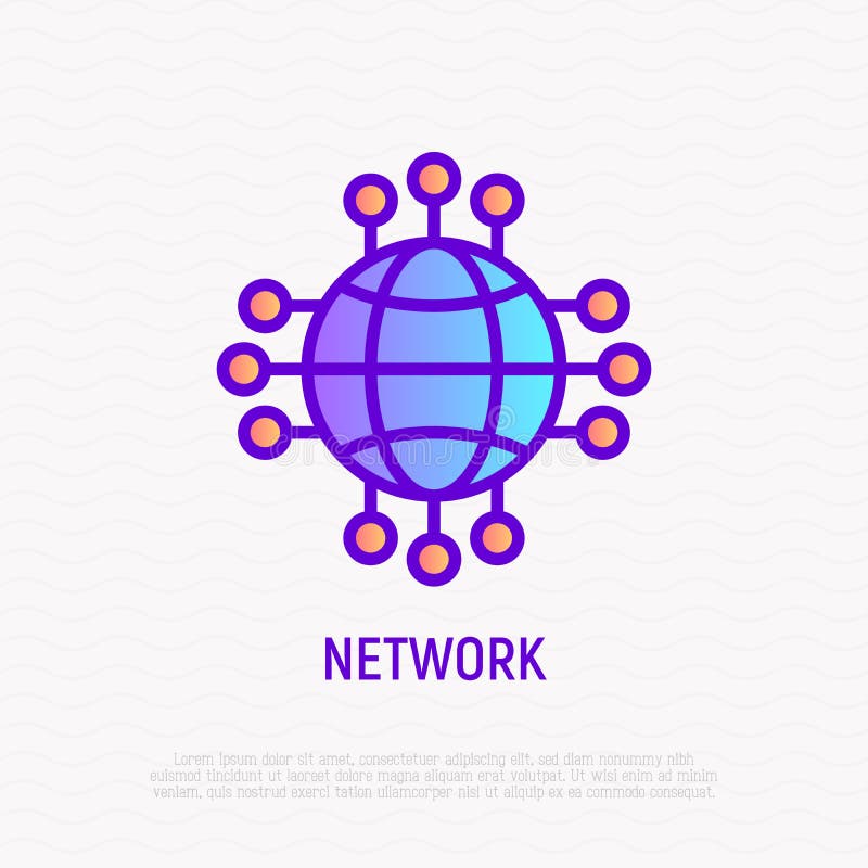 Network Thin Line Icon: World Connection. Modern Vector Illustration ...