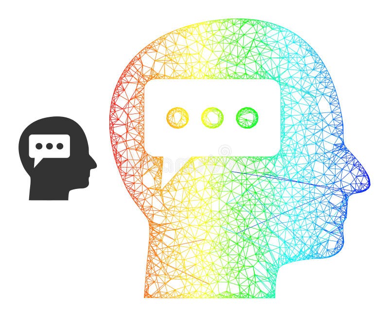 Network Thinking Brain Web Mesh Icon with Spectral Gradient Stock ...
