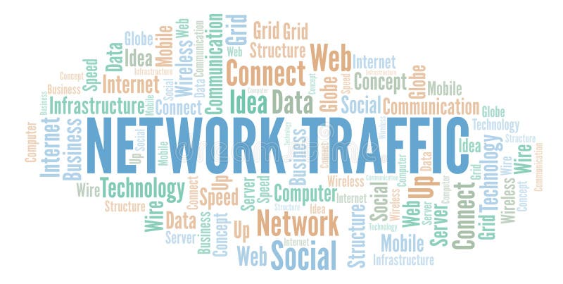 Network Traffic Word Cloud. Stock Illustration - Illustration of font ...