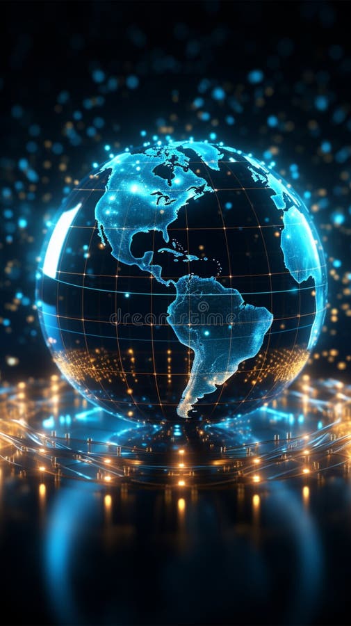 Network Universe 3D Globe with Luminous Dots, a Digital Symphony Stock ...