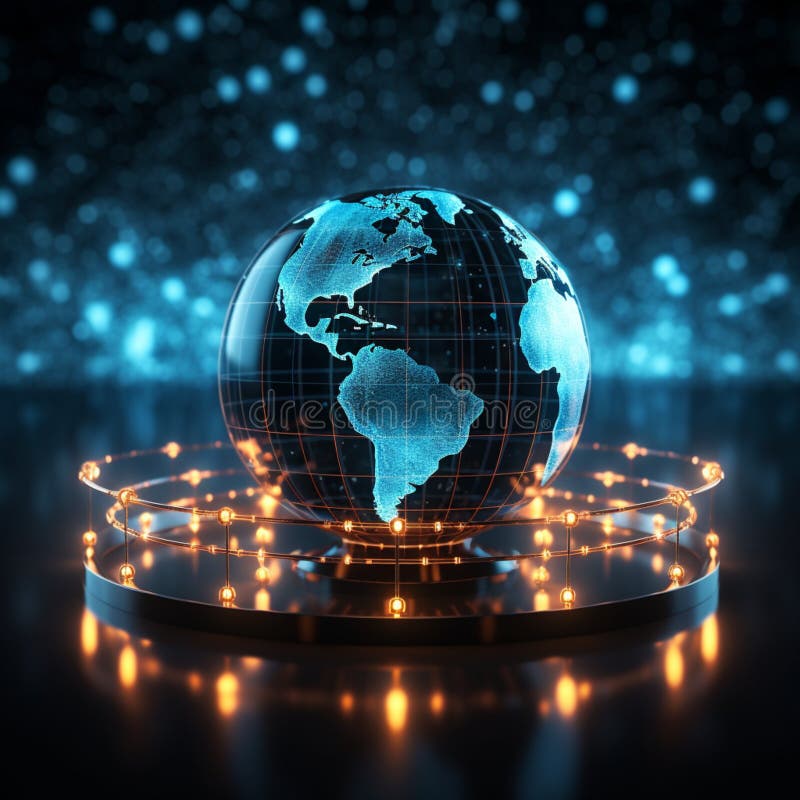 Network Universe 3D Globe with Luminous Dots, a Digital Symphony Stock ...