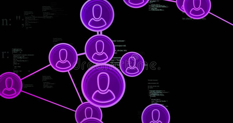 Network Of User Icons Connected By Lines Over Programming Code Animation Stock Video Video Of