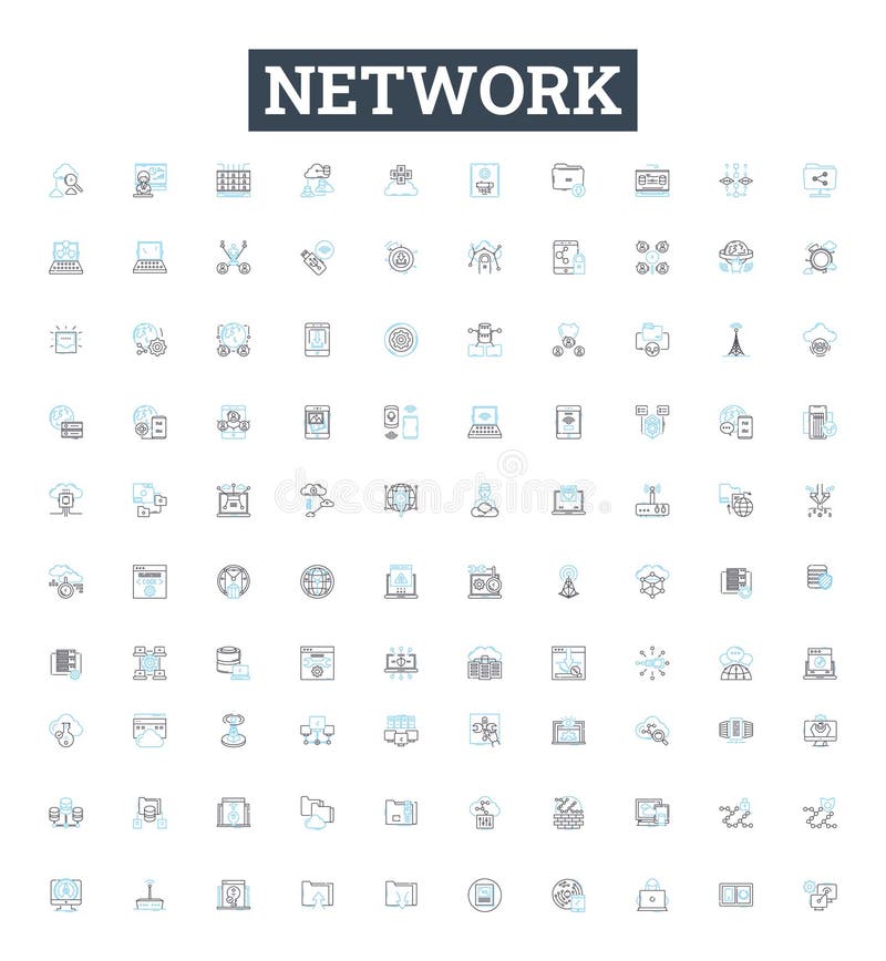 Network Vector Line Icons Set Network Connectivity Lan Wan System Infrastructure Wifi