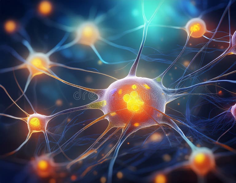 Nerve Cells, Neurons and Synapses in Brain Stock Illustration ...