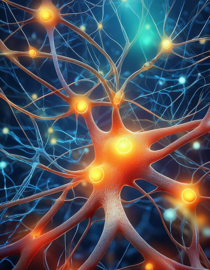 Nerve Cells, Neurons and Synapses in Brain Stock Illustration ...