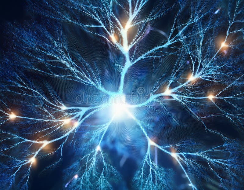 Nerve Cells, Neurons and Synapses in Brain Stock Illustration ...