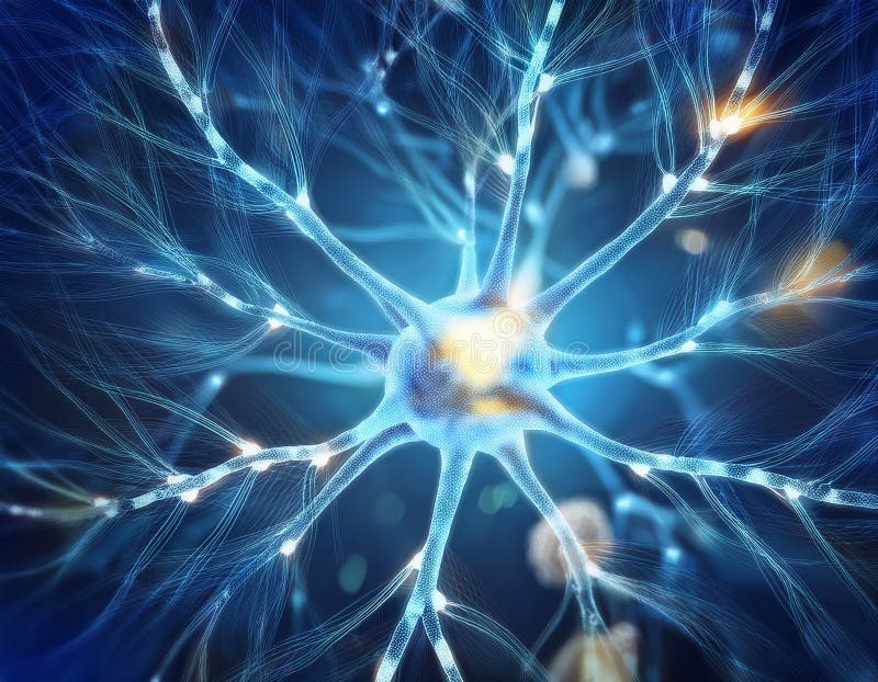 Nerve Cells, Neurons and Synapses in Brain Stock Illustration ...