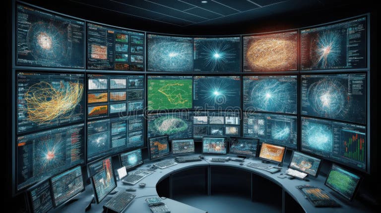 Network Visualization, Data Analysis Center Stock Image - Image of ...