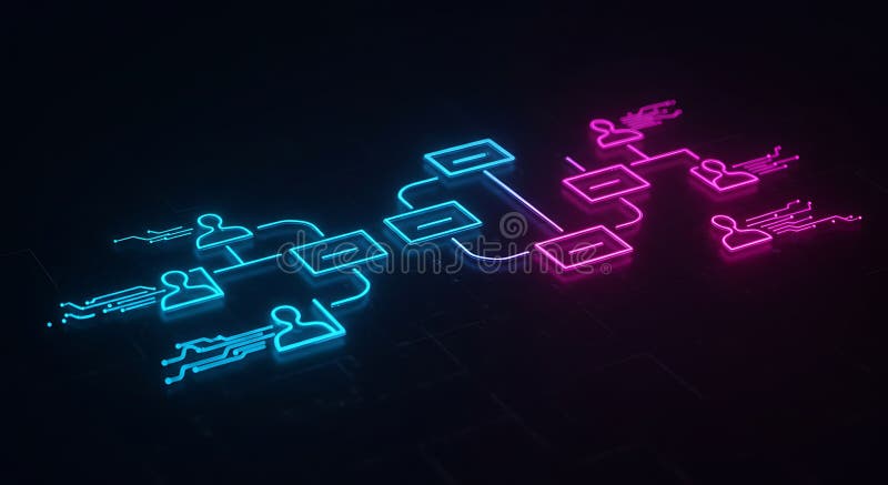 Network Visualization with Glowing Connected Nodes and Figures Stock ...