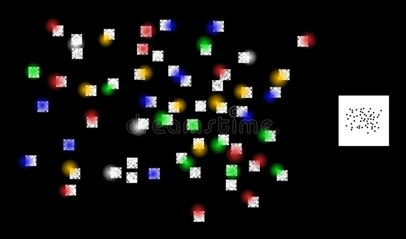 Network Web Mesh Dust Particles Icon with Bright Colored Light Spots ...