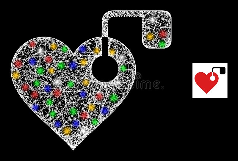 Network Web Mesh Heart Pacemaker Icon with Colored Flares Stock Vector ...