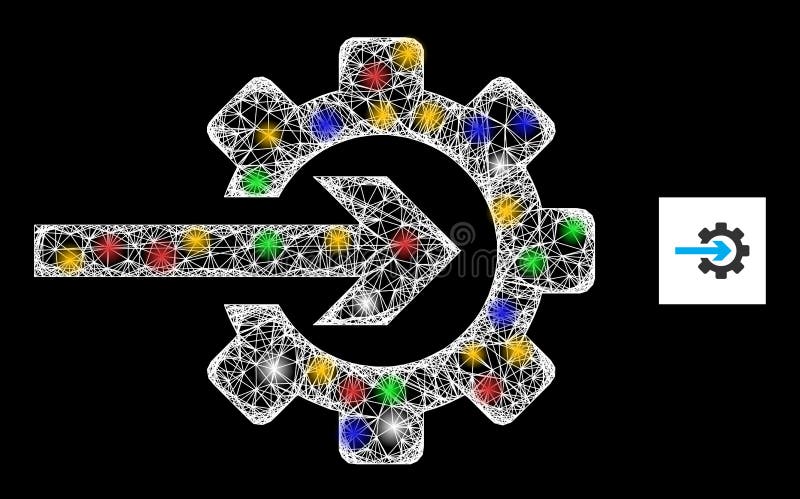 Network Web Mesh Integration Gear Icon with Colored Glitter Dots Stock ...