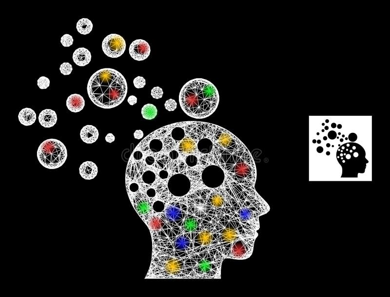 Network Web Mesh Man Idea Generation Icon with Colored Flares Stock ...