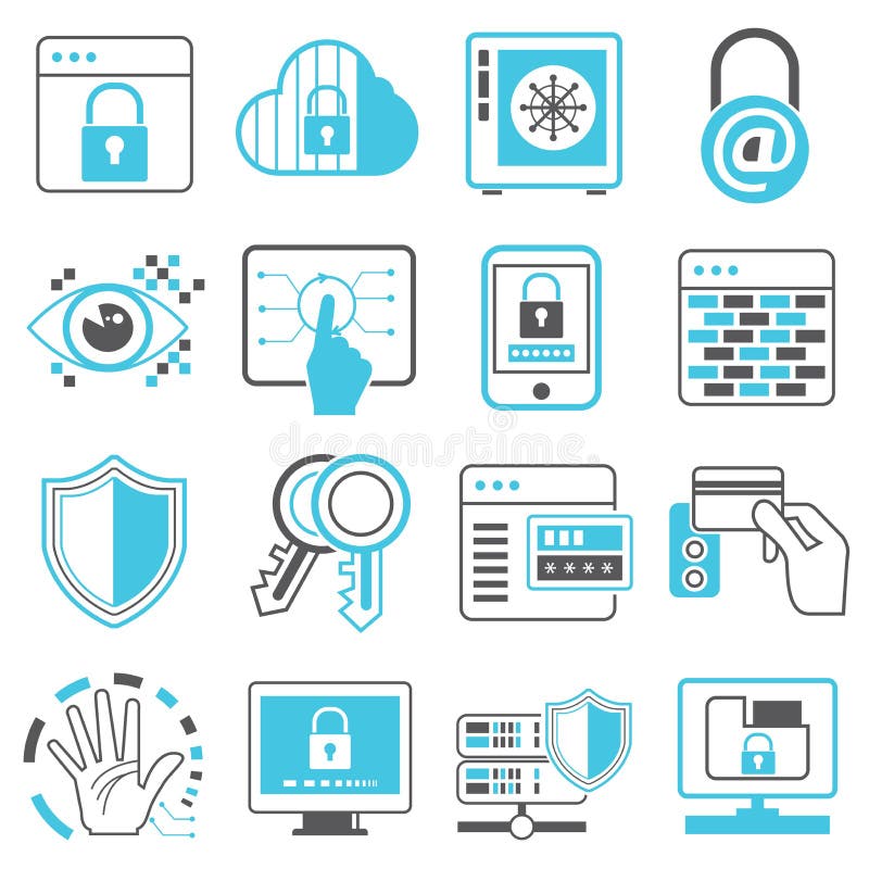 Network, Web Security Icons Stock Illustration - Illustration of ...