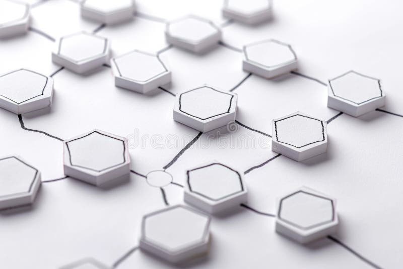 A Network of White Paper Hexagons Connected by Thin Black Lines Stock ...