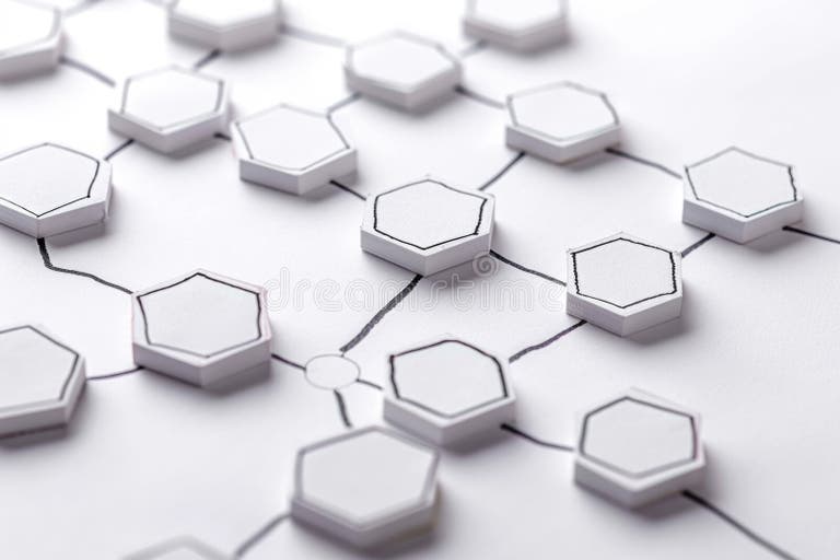 A Network of White Paper Hexagons Connected by Thin Black Lines Stock ...
