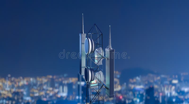 Network Wireless Systems Telecommunication Tower Stock Illustration ...
