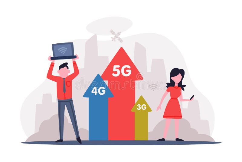 Network Wireless Technologies. People Using High Speed Mobile Internet ...