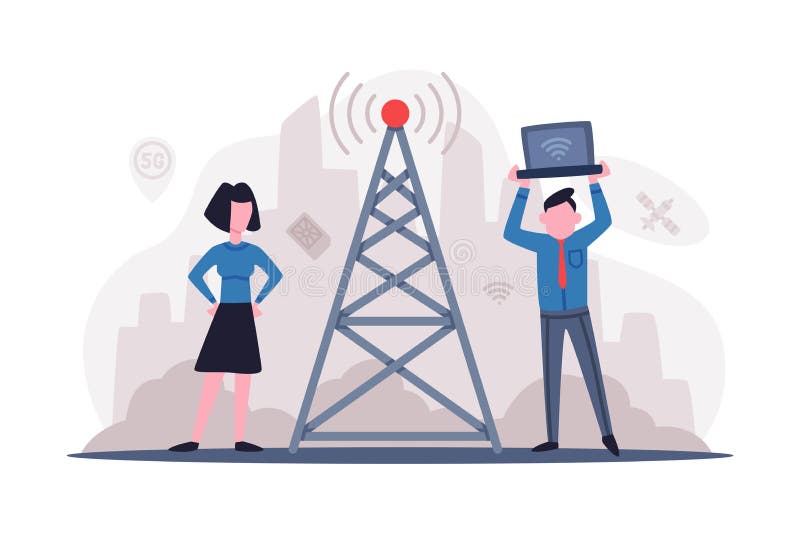 Network Wireless Technology Concept. Communication Tower Wireless High ...