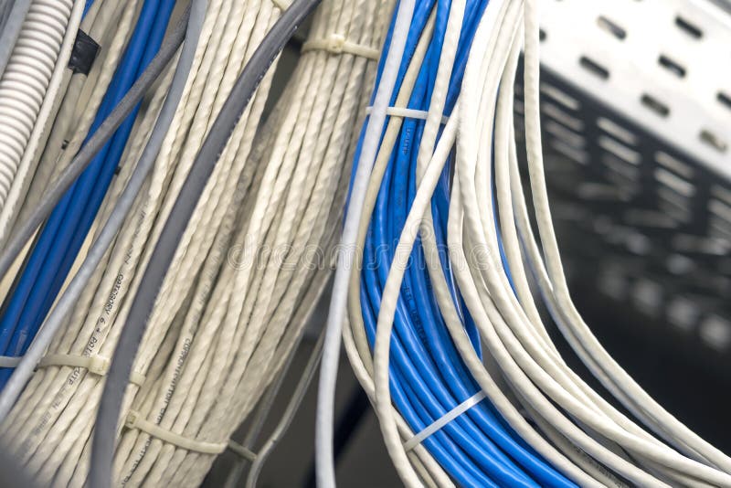 Network Wires Assorted Colors with Tips on Black Background Top View ...