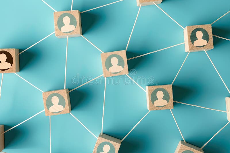 A Network of Wooden Blocks with People S Faces on Them Connected by ...