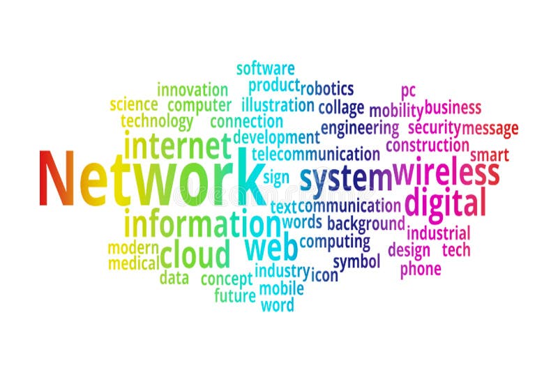 NETWORK Word Cloud Collage. Stock Illustration - Illustration of data ...