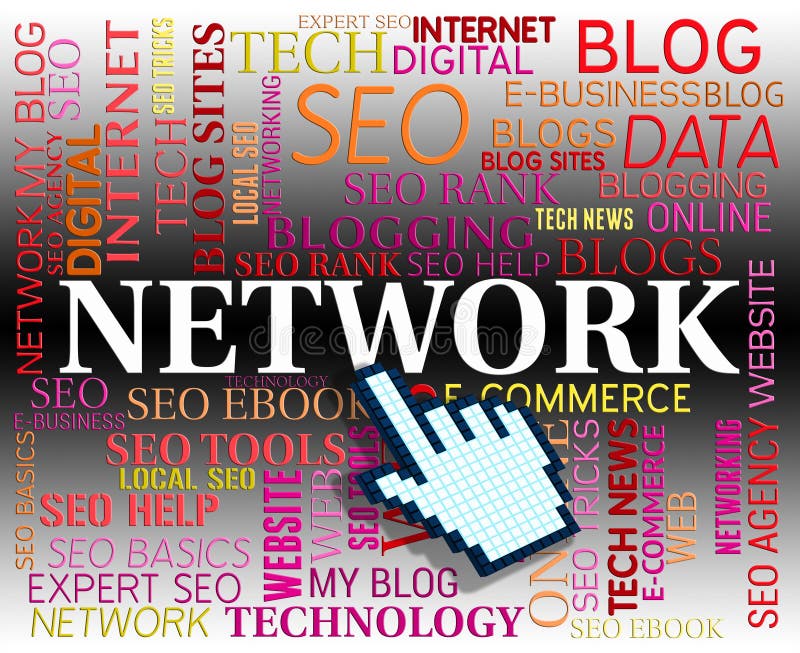 Communications Word on Map Showing Global Networking Stock Illustration ...