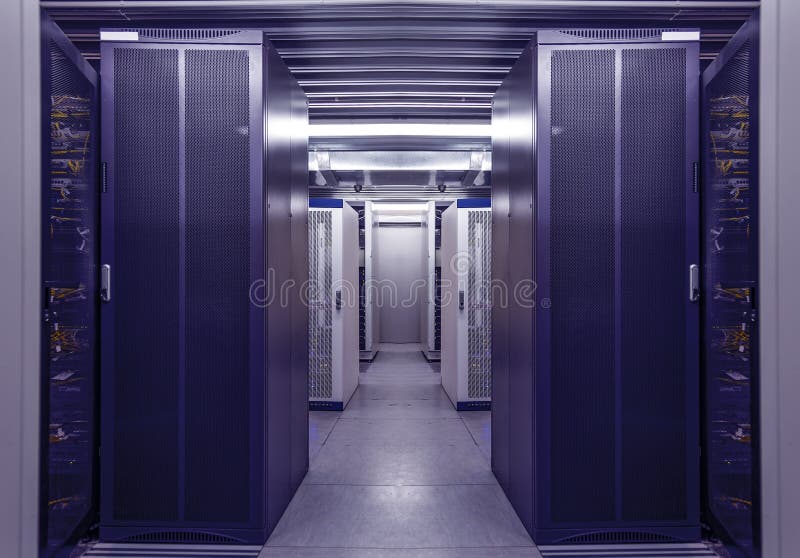 Blue Server Room stock photo. Image of datacenter, blue - 25497122