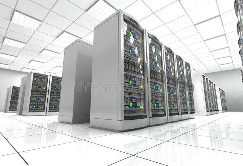 Network Workstation Server Room 3d Illustration Stock Illustration ...