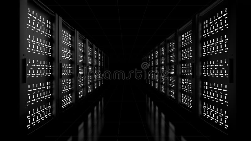 Network Workstation Servers on Dark Background Stock Illustration ...
