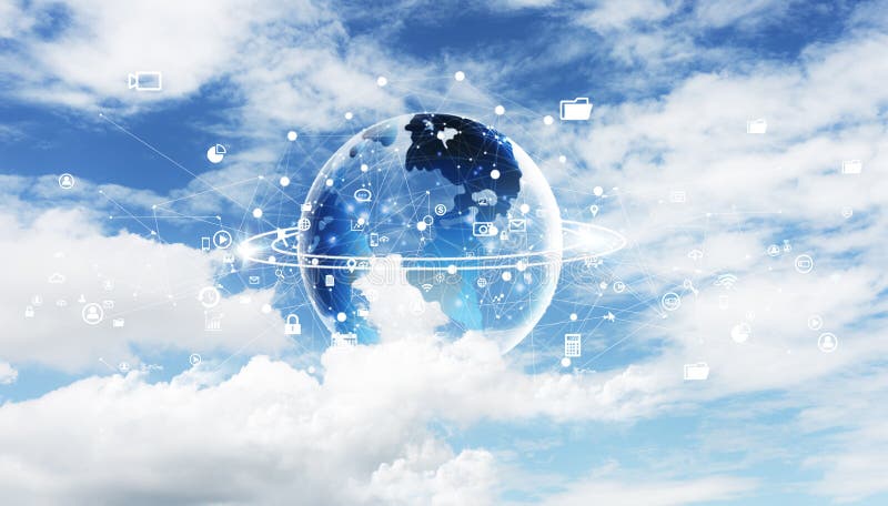 Network and World Map, Line Contact Digital Transformation, Interface ...