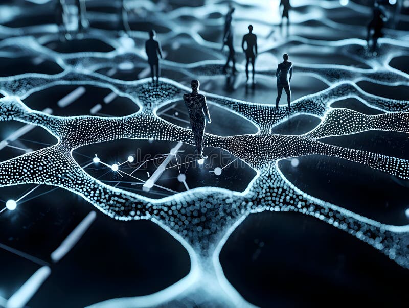 Networked City Man Navigating Digital Infrastructure Stock Illustration ...