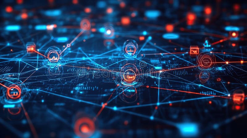 Networked Digital Interface, Data Flow, Global Connections, Showing Complex Processing Stock ...