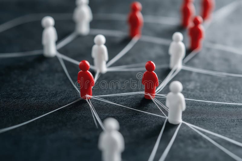 Networked Figurines Show Team Cooperation. Team Members Connected by ...