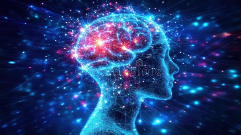 A Networked Human Brain. AI Generated Stock Illustration - Illustration ...