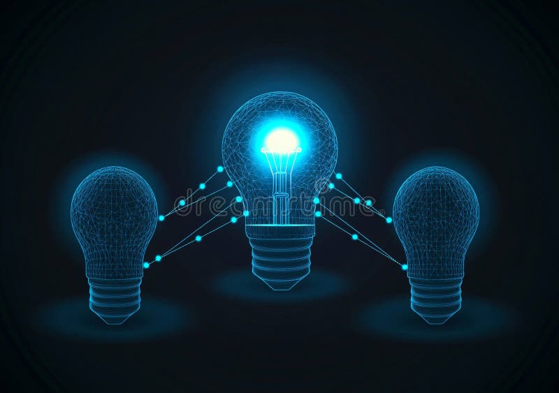 Networked Light Bulbs Idea Synergy Innovation High Quality Image Stock ...