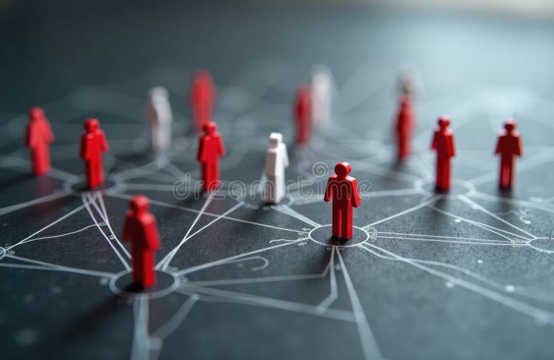 Networked People Connected by Lines. Group Collaboration. Teamwork ...