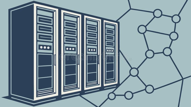 Networked Server Racks in a Data Center Vector Illustration Vector ...