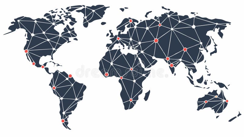 Networked World Map, Global Communication Concept, Vector Design ...