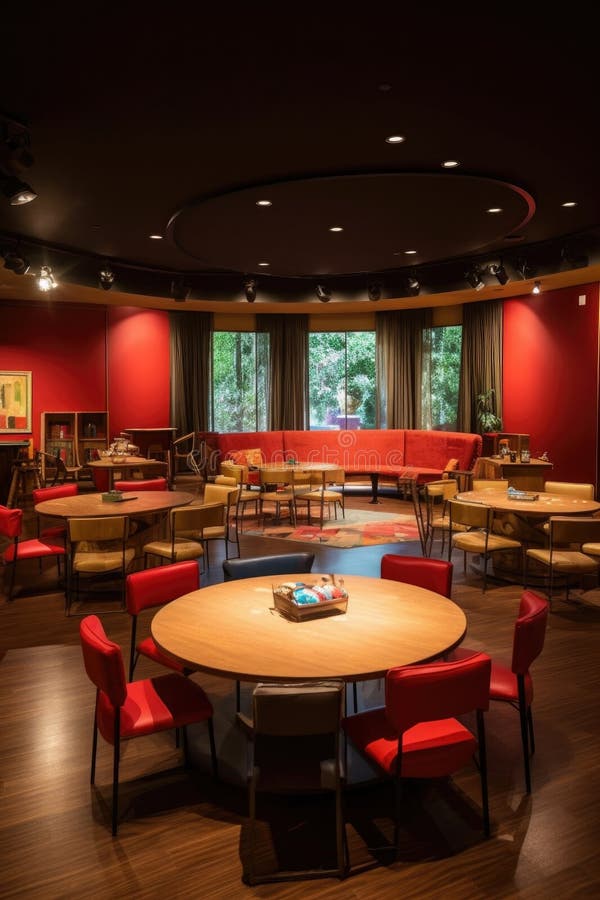 Networking Area with Round Tables and Chairs Stock Illustration ...