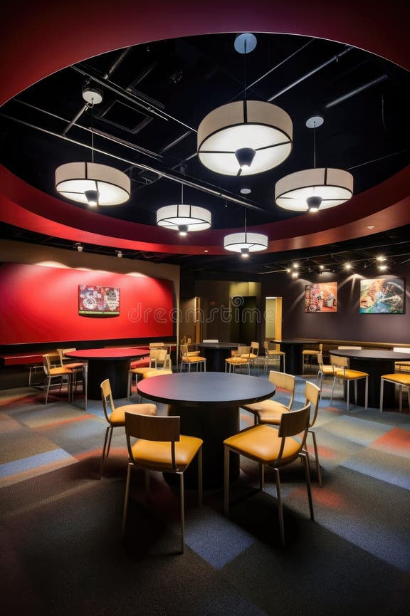 Networking Area with Round Tables and Chairs Stock Illustration ...