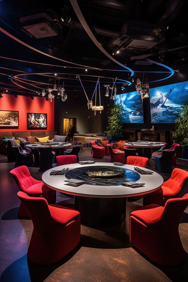 Networking Area with Round Tables and Chairs Stock Illustration ...