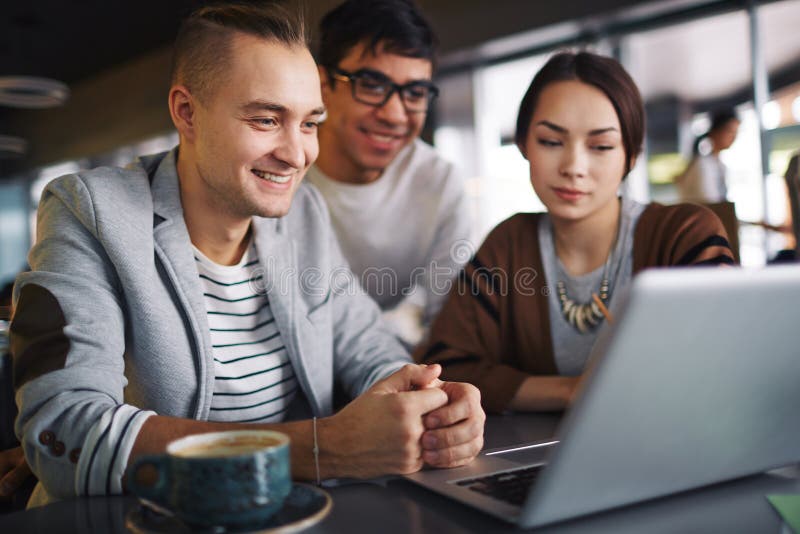 Networking in cafe stock image. Image of mobility, browsing - 61331251