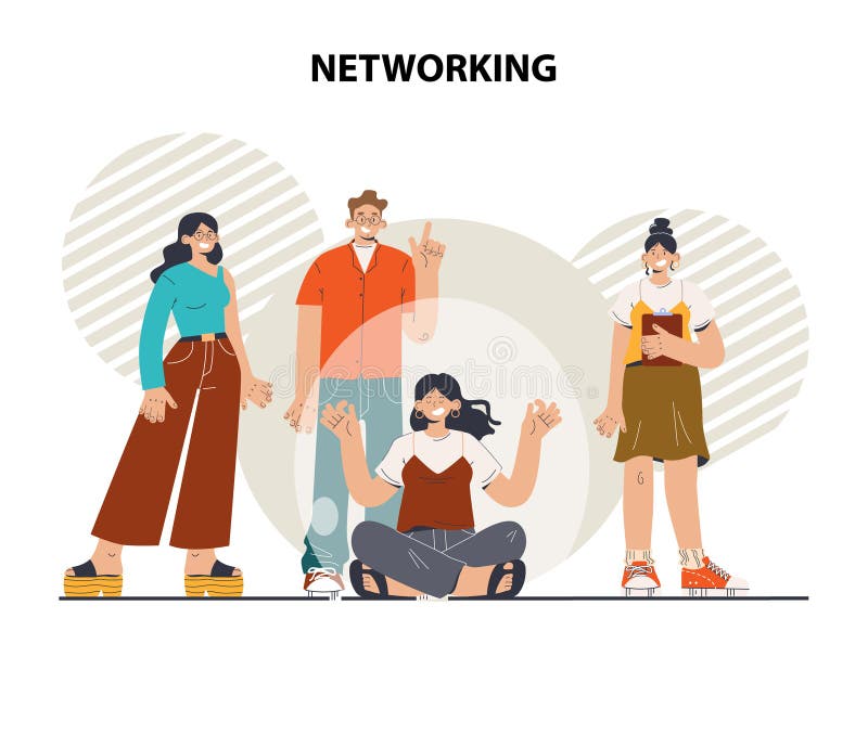 Networking. Characters Collaboration, Establishment of Partnership or ...