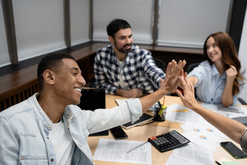Young Creative Coworkers Working with New Startup Project in Office ...