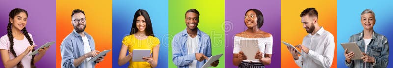 Networking Concept. Diverse Multiethnic People Working Remotely with ...