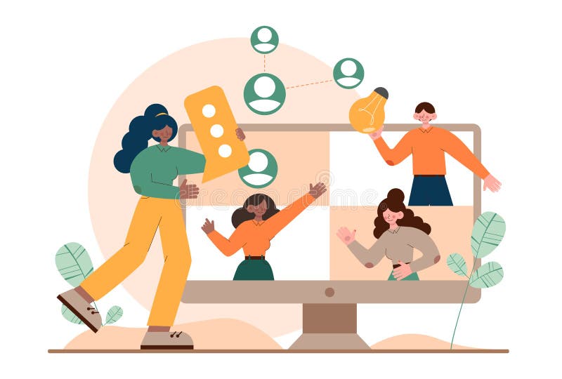 Networking Concept Set. People Collaboration, Global Connection Stock ...