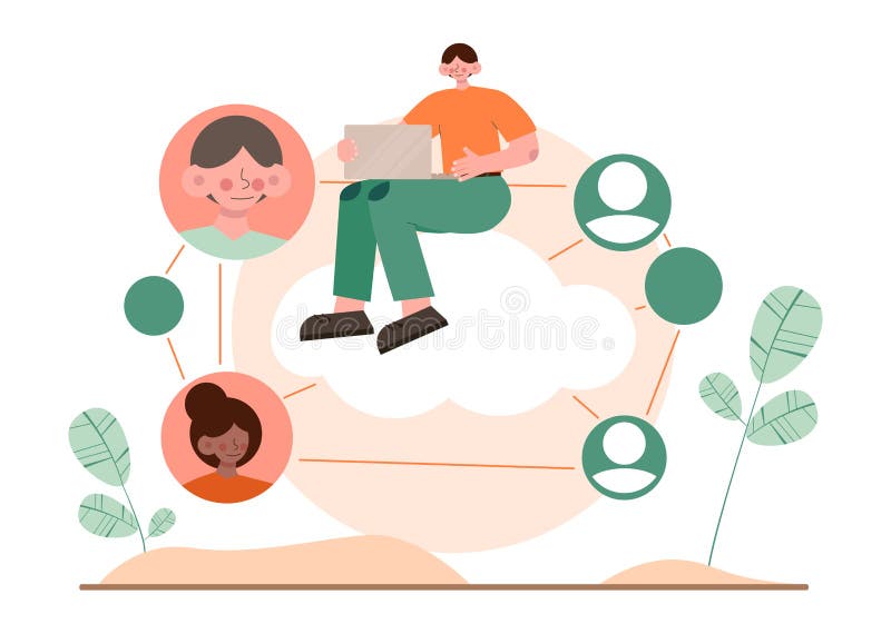 Networking Concept Set. People Collaboration, Global Connection Stock ...