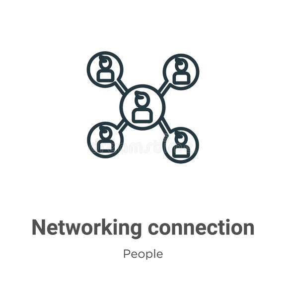 Networking Connection Outline Vector Icon. Thin Line Black Networking ...
