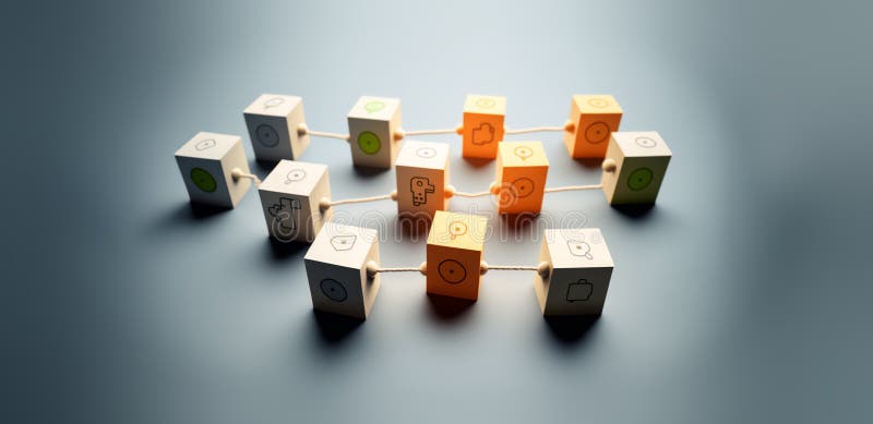 Networking and Creative Business Linking Concept with Wood Cubes and ...
